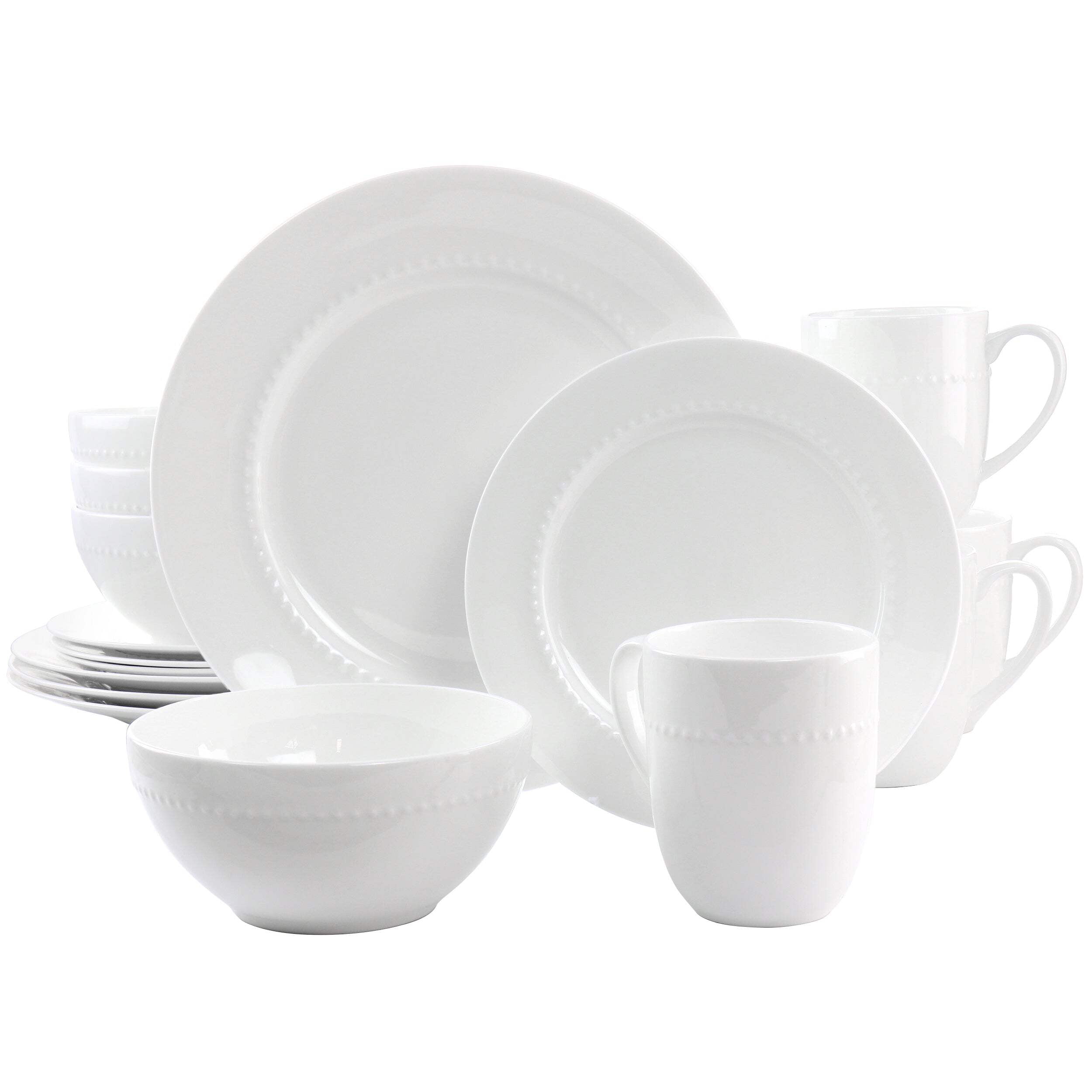 Gibson Elite 16 Piece Embossed Bone China Dinnerware Set in White ...