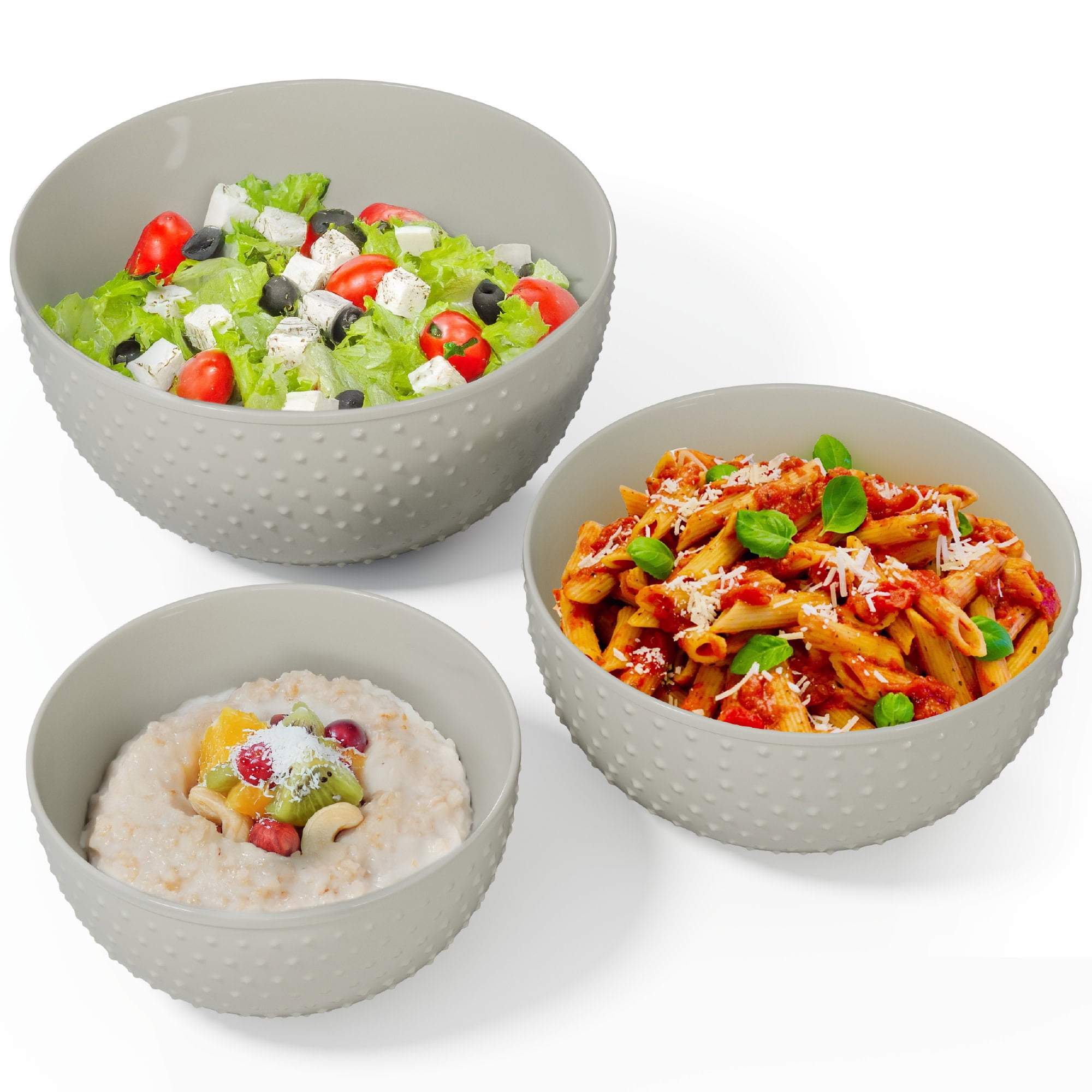 Gibson Elite 3-Piece Stoneware Mixing Bowl Set, 6.6", 7.9", 9.6 ...