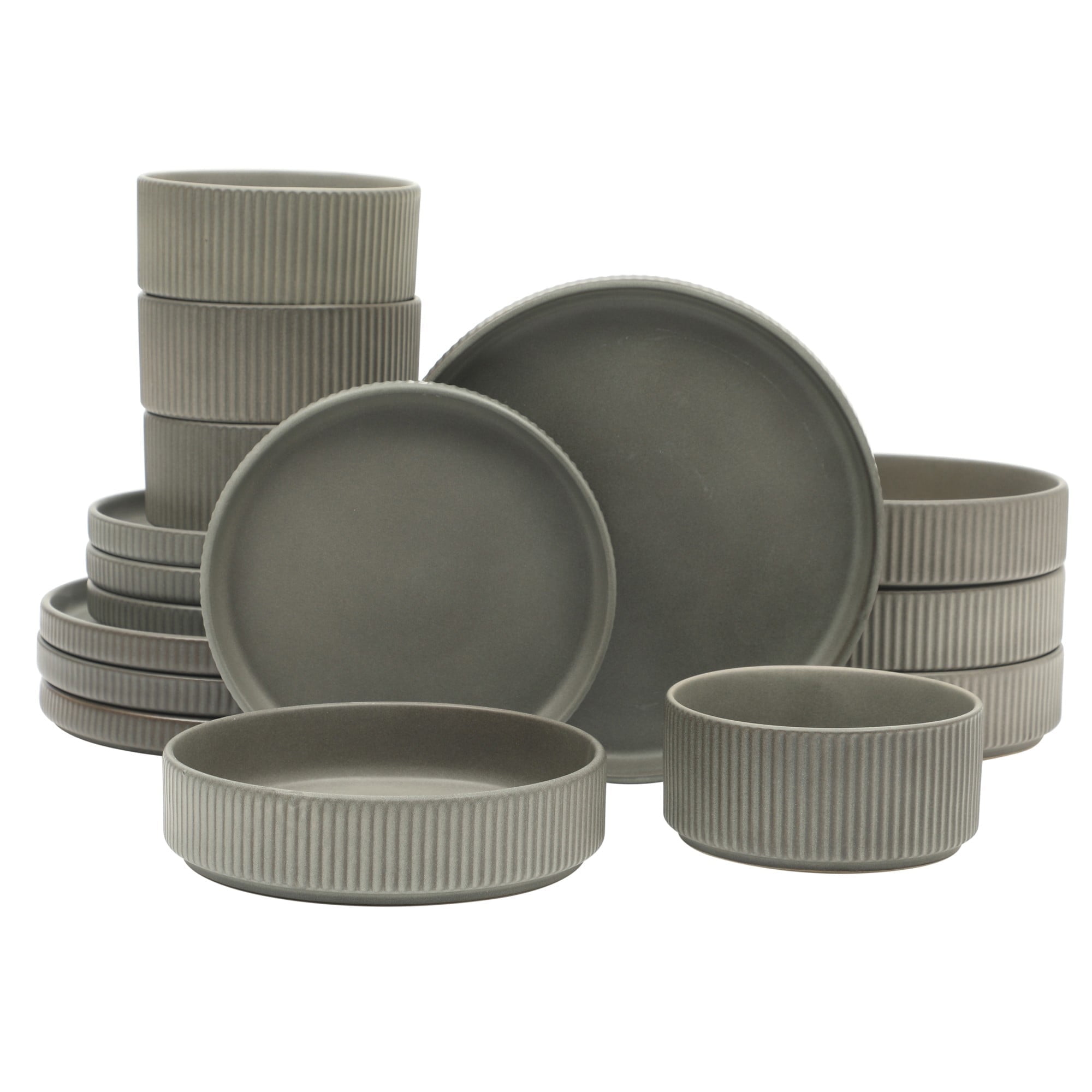 Gibson Elite Deerfield 16-Piece Stoneware Dinnerware Set – Stackable ...