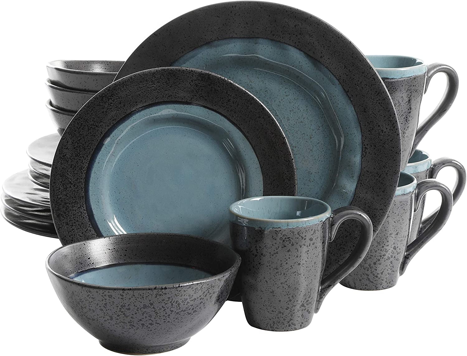 Gibson Elite Dragonstone 16-Piece Dinnerware Set - Aqua - Walmart.com