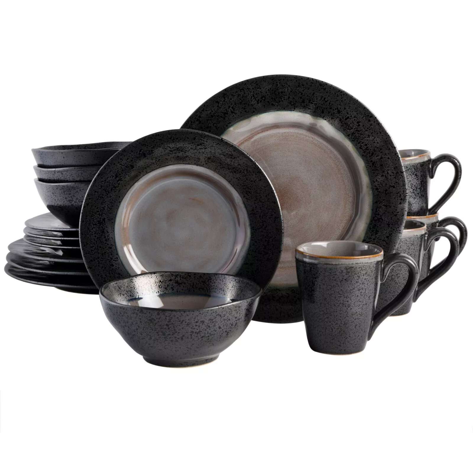Gibson Elite Dragonstone 16-Piece Stoneware Dinnerware Set - Gray ...