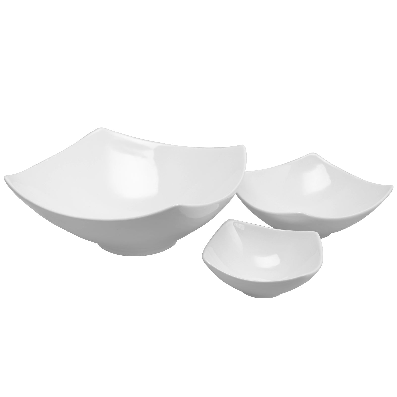 Gibson Elite Gracious Dining 3-Piece Stoneware Square Bowl Set in White ...