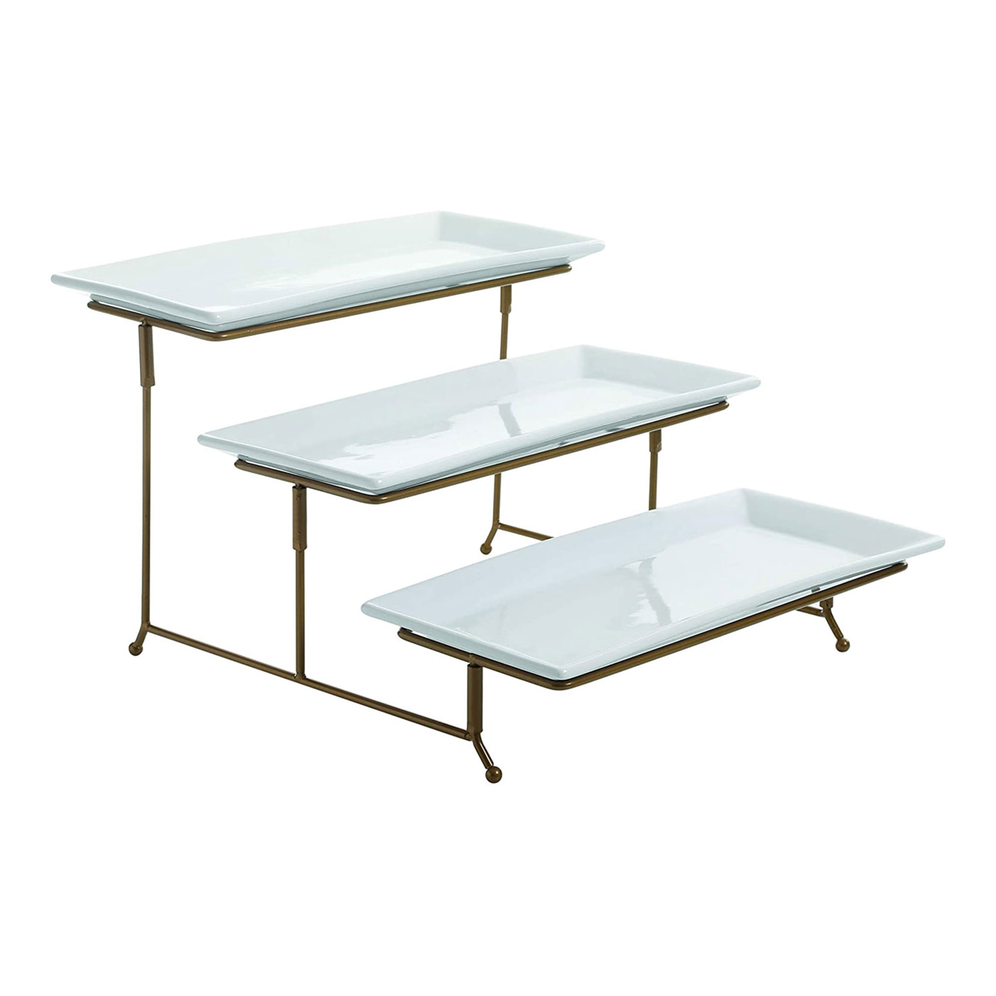 Gibson Elite Gracious Dining 3 Tier Rectangular Serving Platter Cake ...