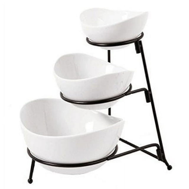 Gibson Elite Gracious Dining Dinnerware, 3-Tier Oval Bowl Set with ...