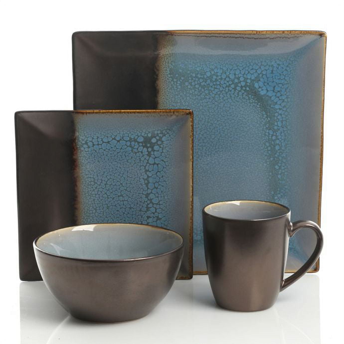 Gibson Elite Kaidence 16-Piece Square Dinnerware Set, Stoneware, Bronze ...
