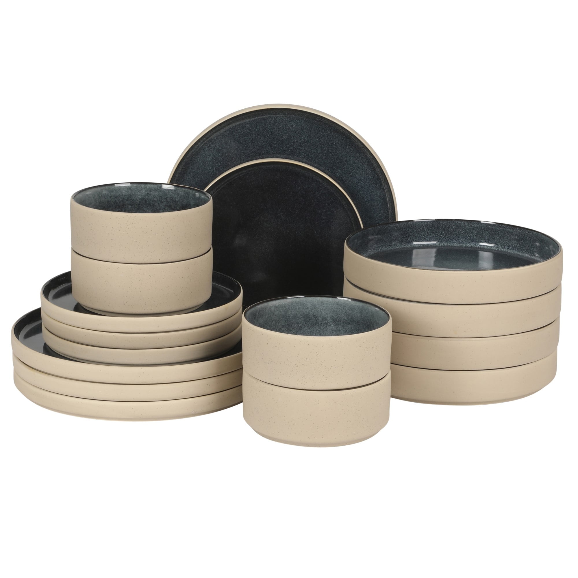 Gibson Elite Liberty Bay 16-Piece Pottery Clay Stoneware Dinnerware Set ...