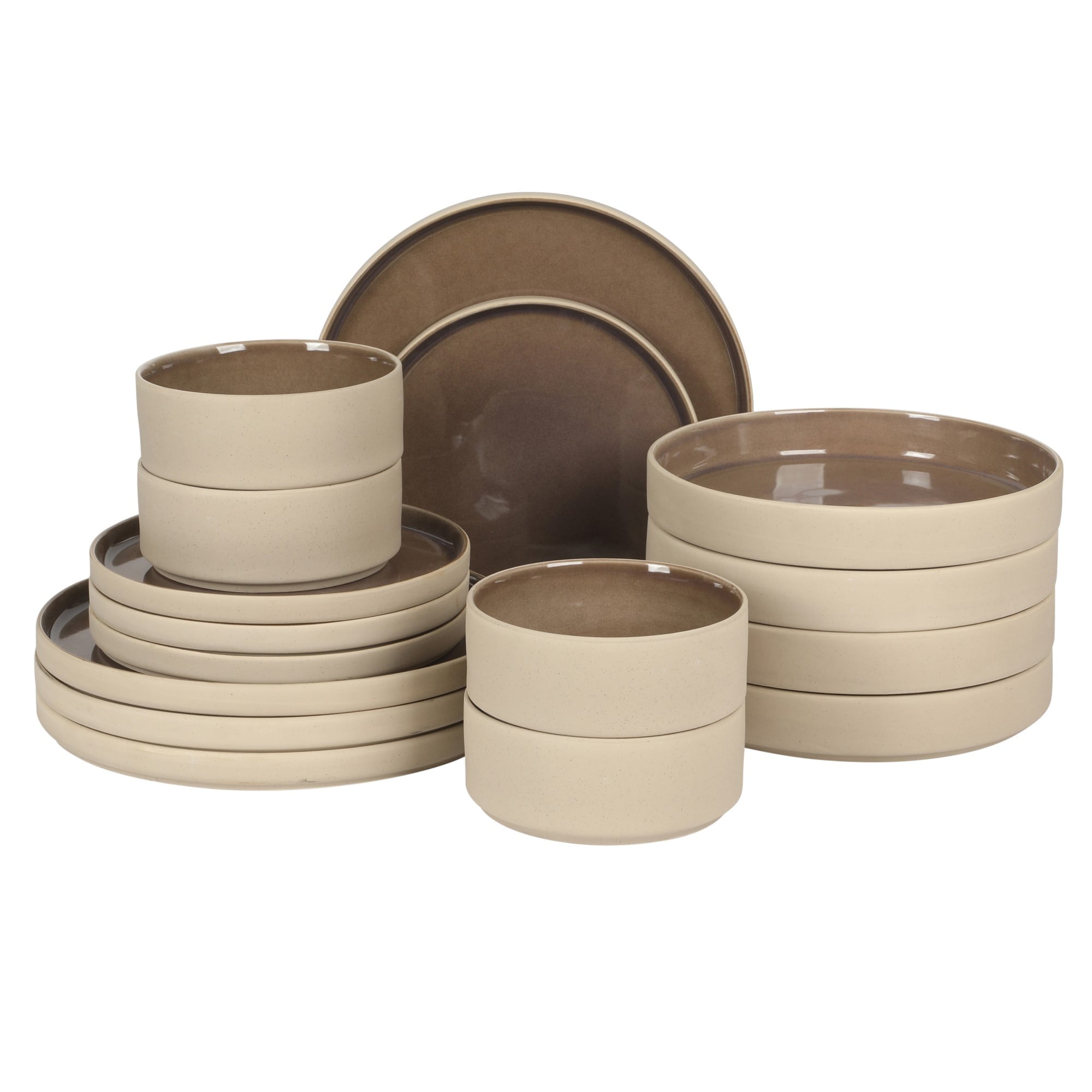 Gibson Elite Liberty Bay 16-Piece Pottery Clay Stoneware Dinnerware Set ...