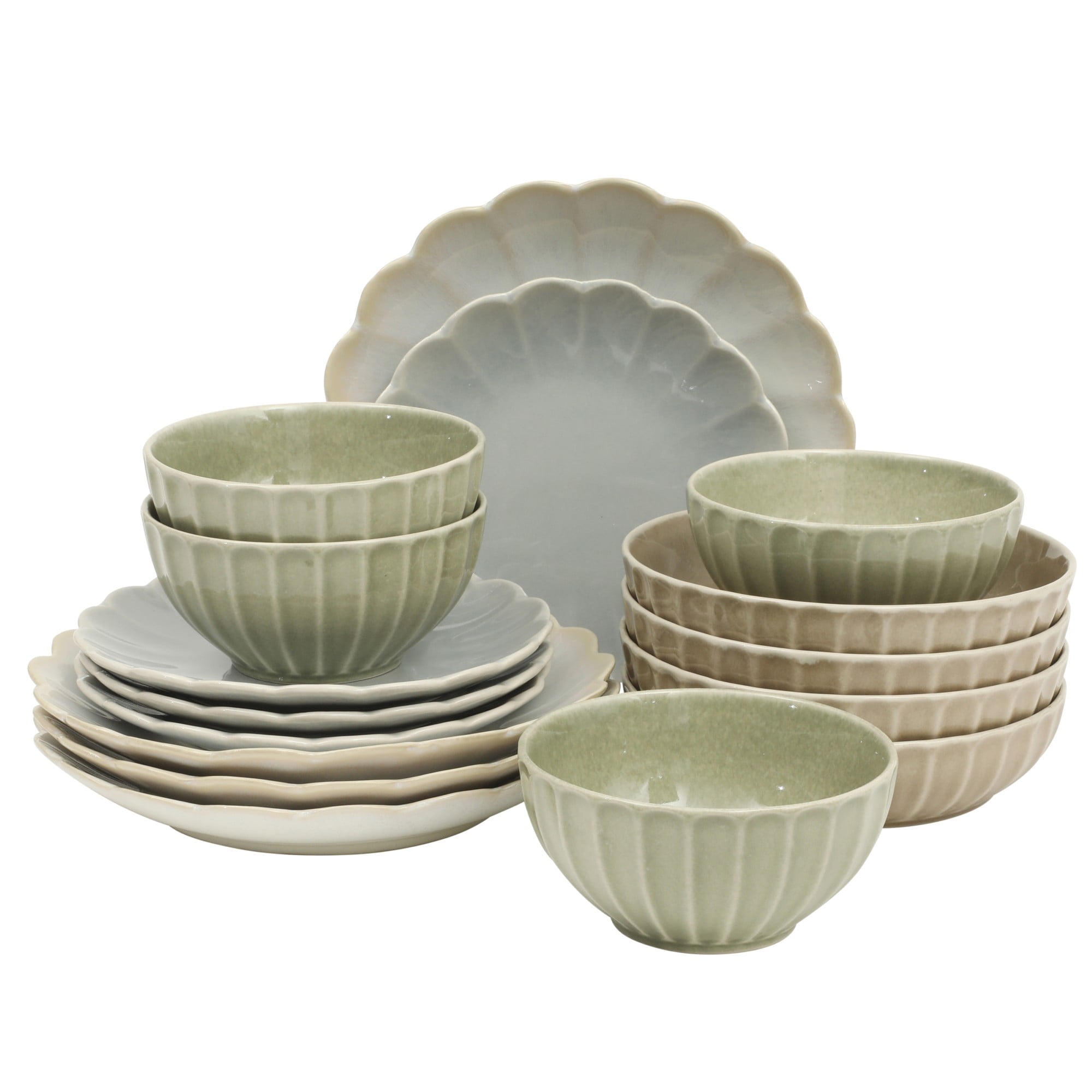 Gibson Elite Malibu Shore 16 Piece Scallop Stoneware Reactive Glaze ...