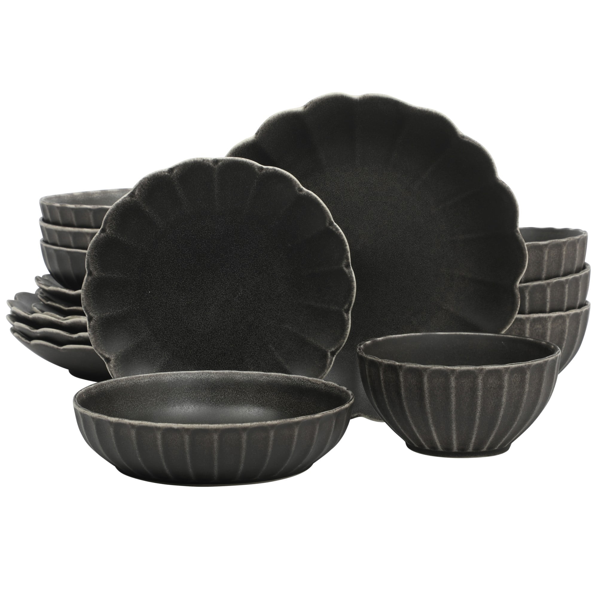 Gibson Elite Malibu Shore 16 Piece Scallop Stoneware Reactive Glaze ...