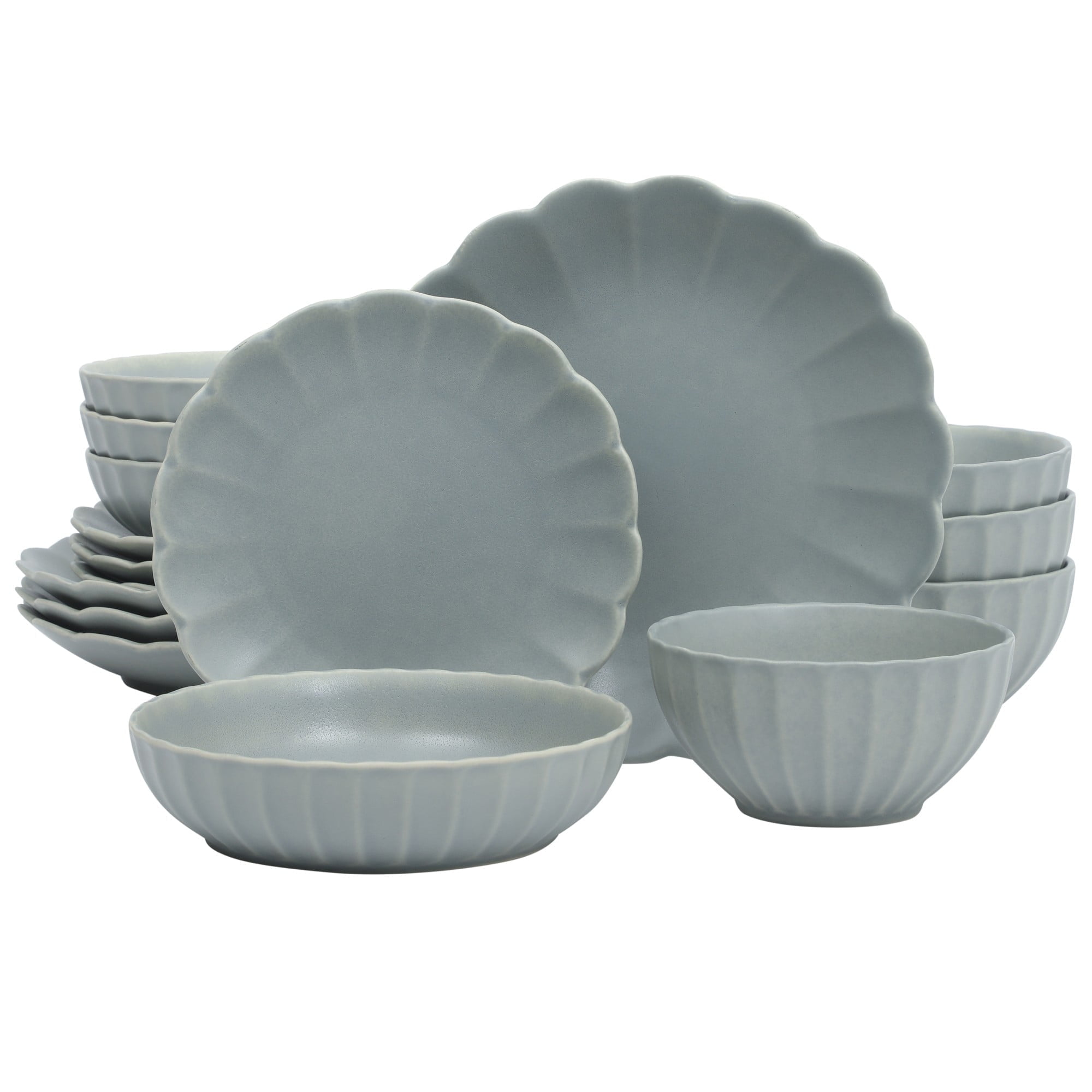 Gibson Elite Malibu Shore 16 Piece Scallop Stoneware Reactive Glaze ...