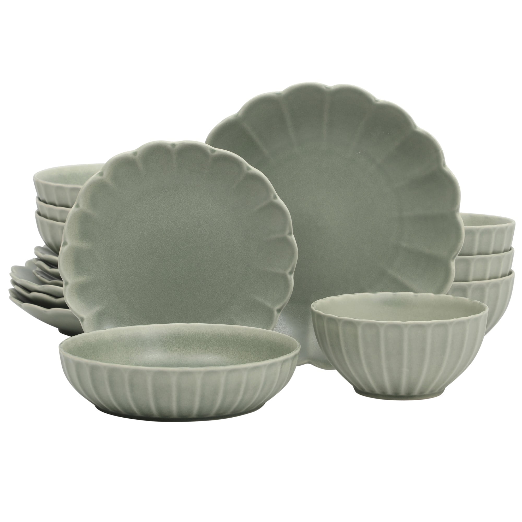Gibson Elite Malibu Shore 16 Piece Scallop Stoneware Reactive Glaze ...