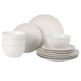 Gibson Elite Oyster Tide Embossed 12 Piece (Service for 4) Plates and ...
