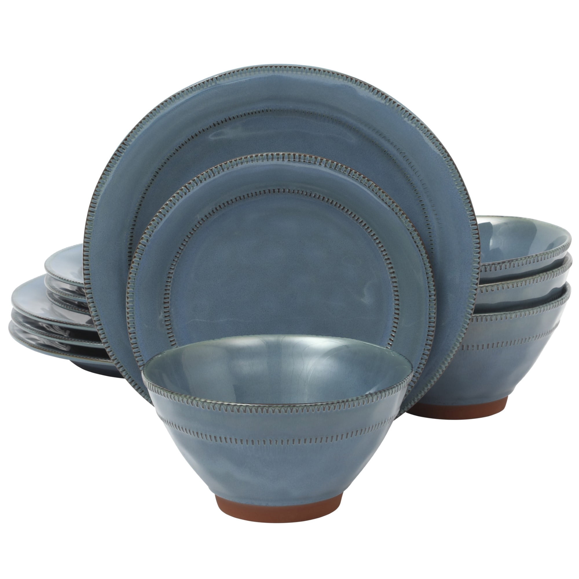 Gibson Elite Terranea 12 Piece Dishes Reactive Glaze Plates and Bowls ...