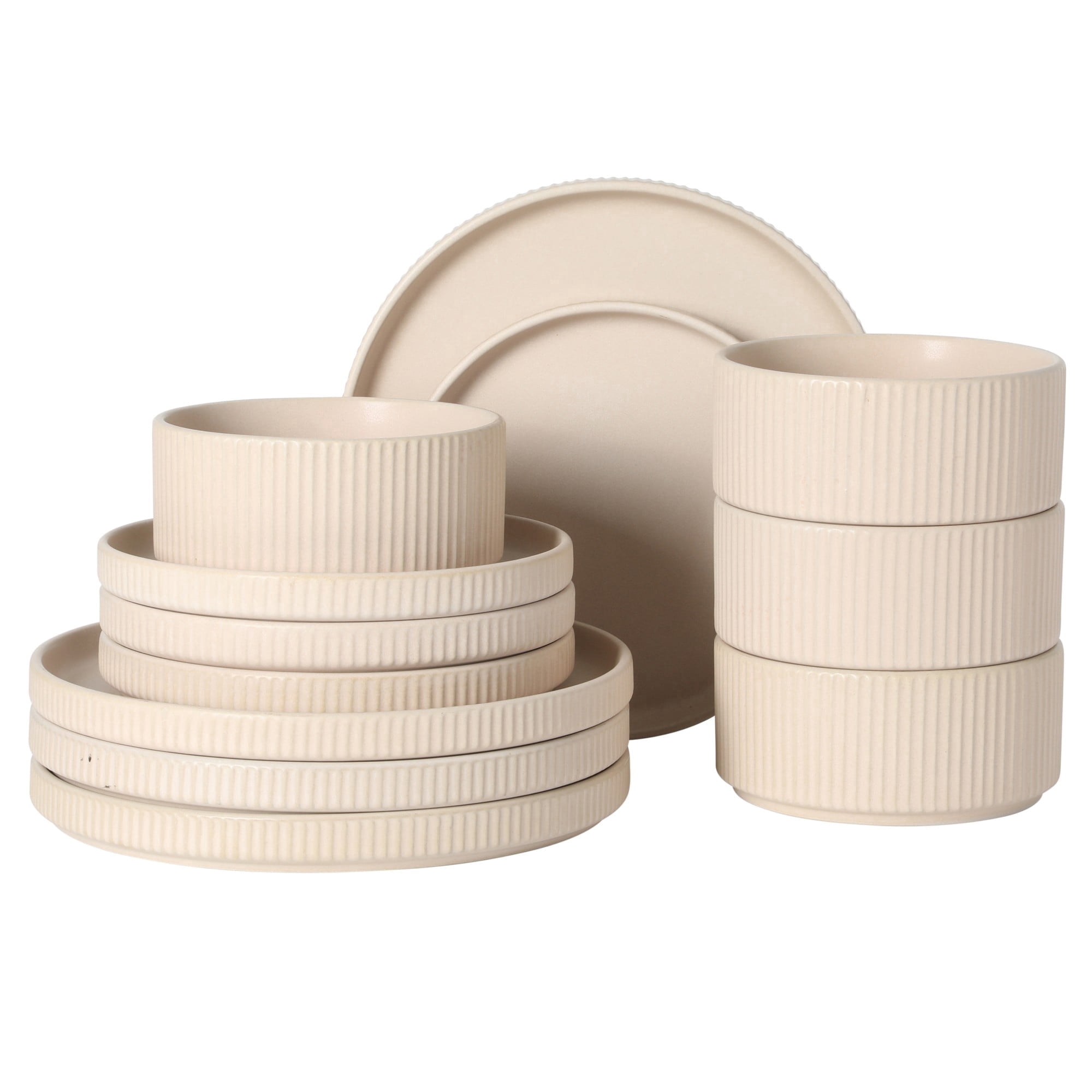 Gibson Elite Townscape Plates and Bowls 12 Piece Dinnerware Set - Cream ...