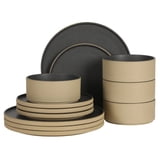 Gibson Elite, Villa Amadora Dinnerware Set, Black, 12 Piece for 4 ...