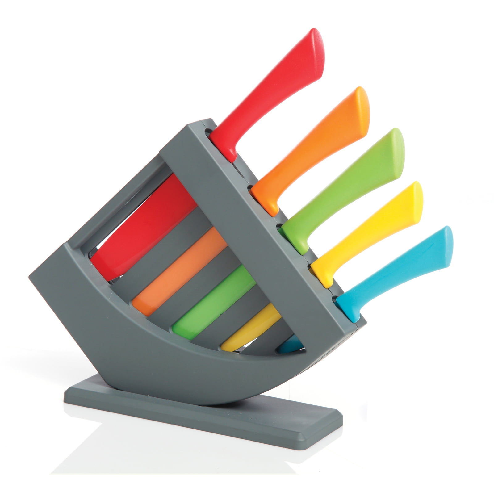 Gibson Handley 6 Piece Cutlery Set with Gray Colored TPR Coated Block ...