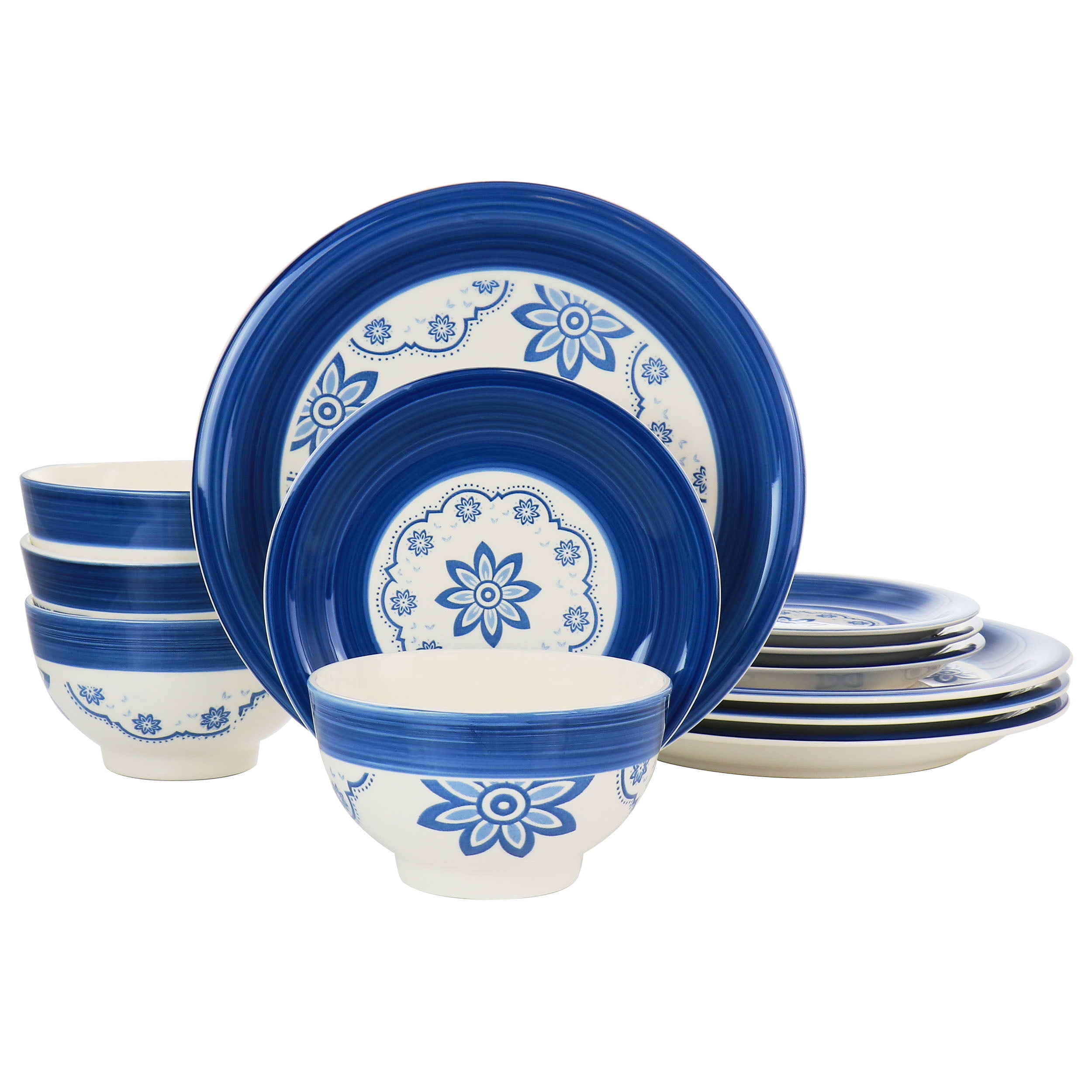 Gibson Home 12 Piece Sundial Ceramic Dinnerware Set - Walmart.com