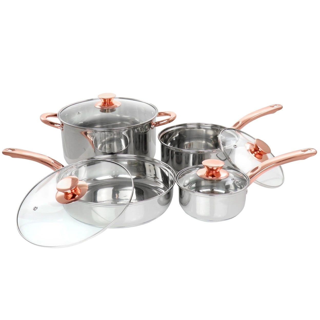Gibson Home Ansonville 8 Piece Stainless Steel Cookware Set with Rose ...