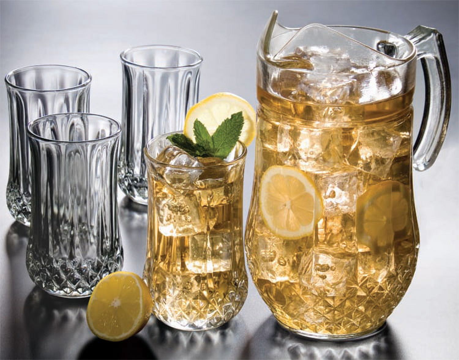 Gibson Home Brunson Glass Pitcher Set, 1.7L Pitcher & 4 Etched Tumblers ...
