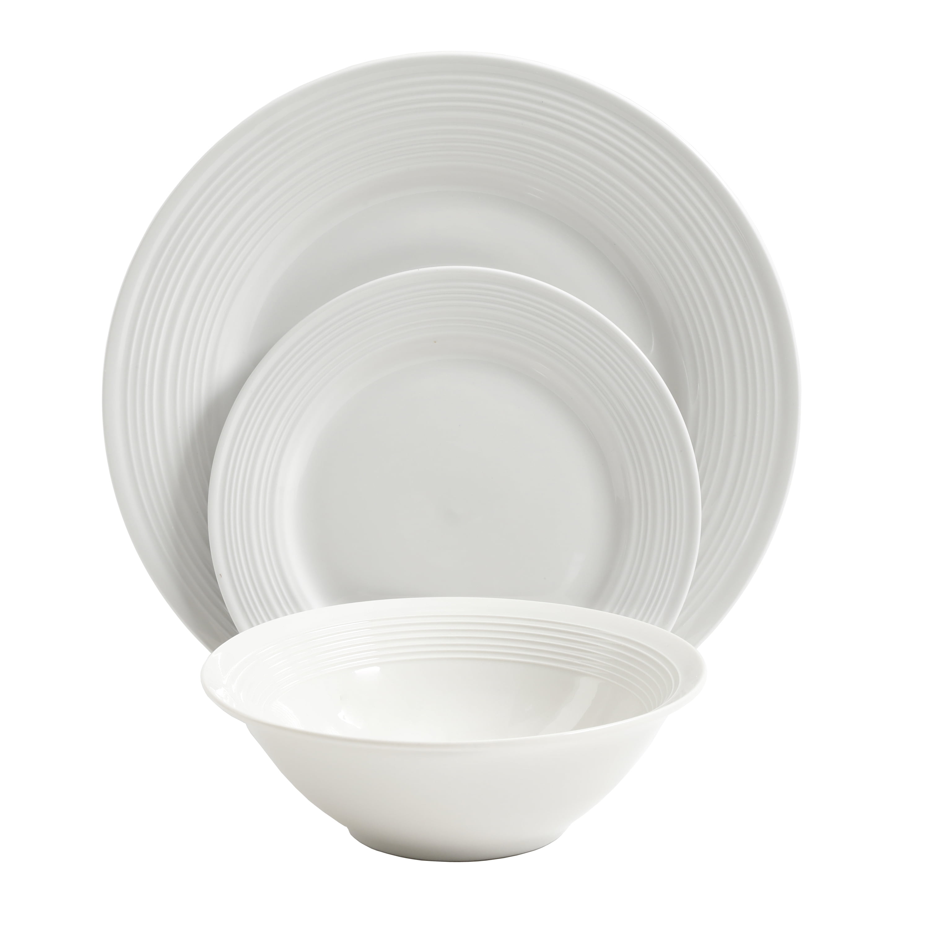 Gibson Home Everyday Embossed 12-Piece White Dinnerware Set - Walmart.com