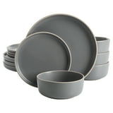 Gibson Home Everyday Essential Cool Gray Dinnerware Set, 12-Piece Set ...