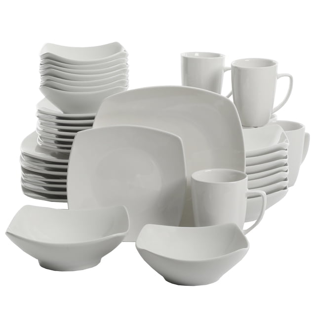 Gibson Home 40-Piece White Ceramic Dinner Dishes Dishware Set for ...