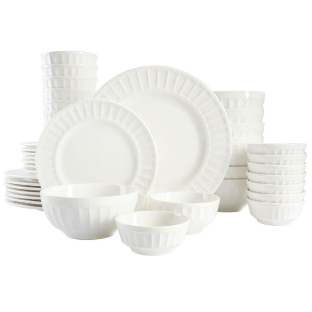 Gibson Home 40 Piece Embossed Porcelain Dinnerware Set, Gracious Dining ...