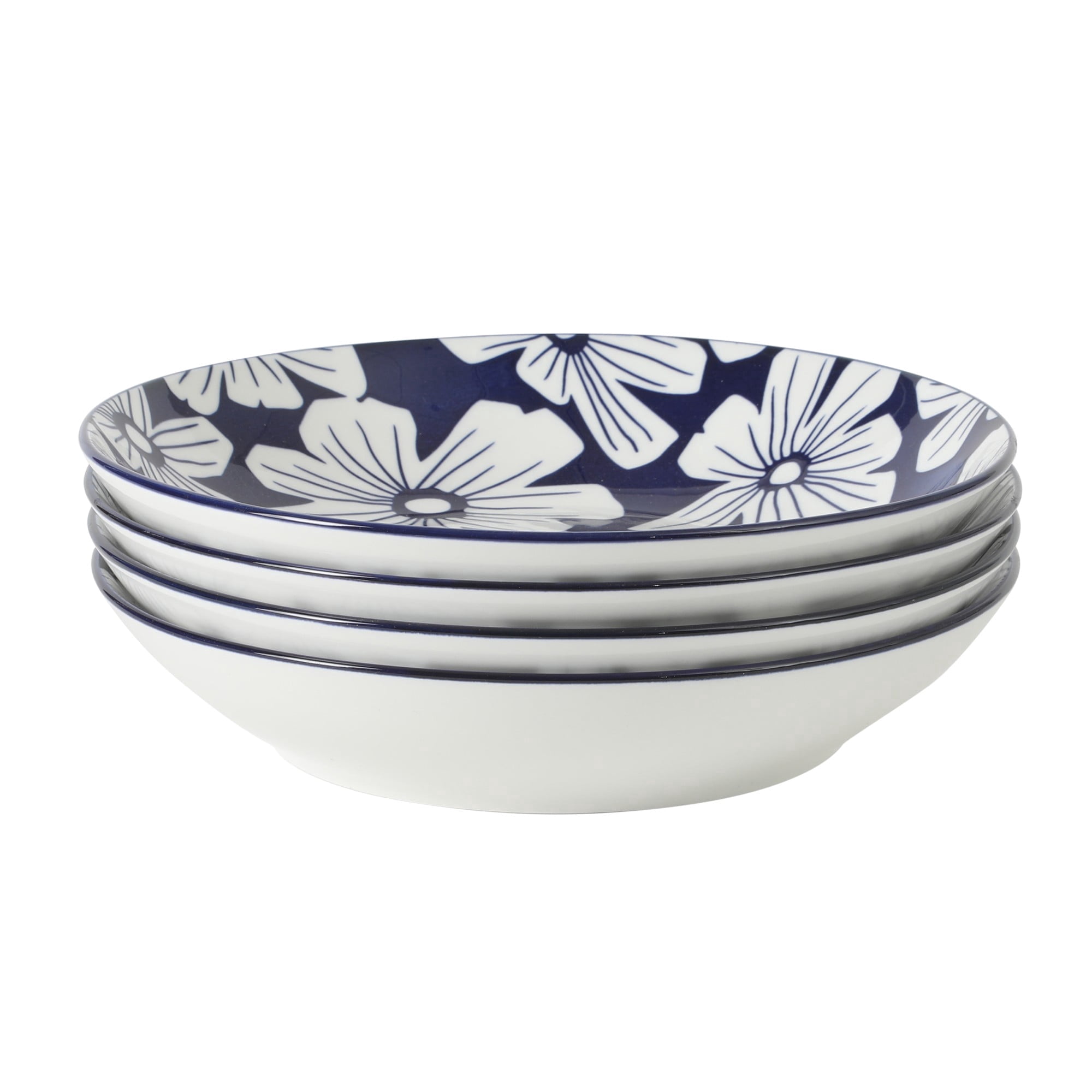 Gibson Home Heritage Sky 4-Piece Pasta Bowl Set, 8 Inch Round Stoneware ...