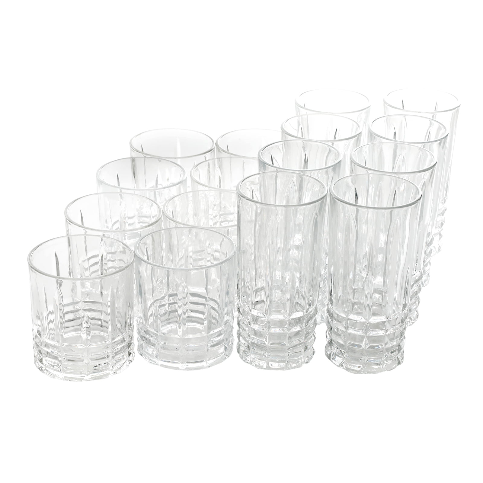 Gibson Home Jewelite 16-Piece Dinner Drinking Glassware Set, Clear ...