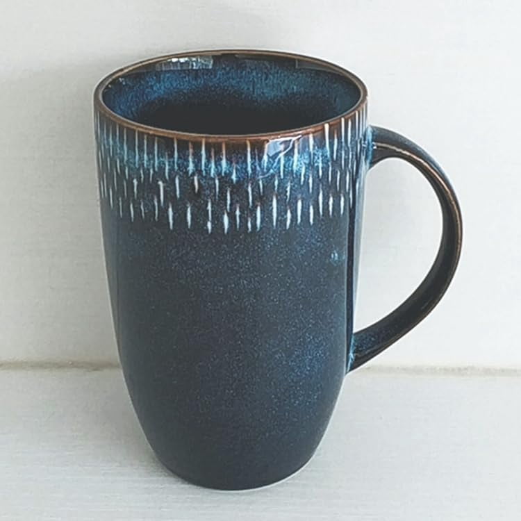 Gibson Home Meritage Jasper Stoneware Tall Latte Mug Cup 22 Oz, Cobalt ...