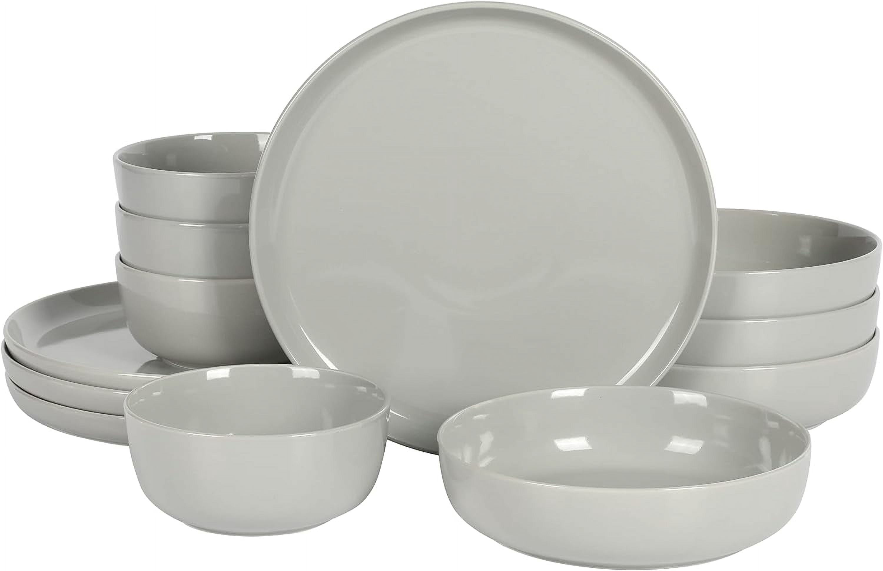 Gibson Home Oslo 12 Piece Porcelain Dinnerware Set - Grey - Walmart.com