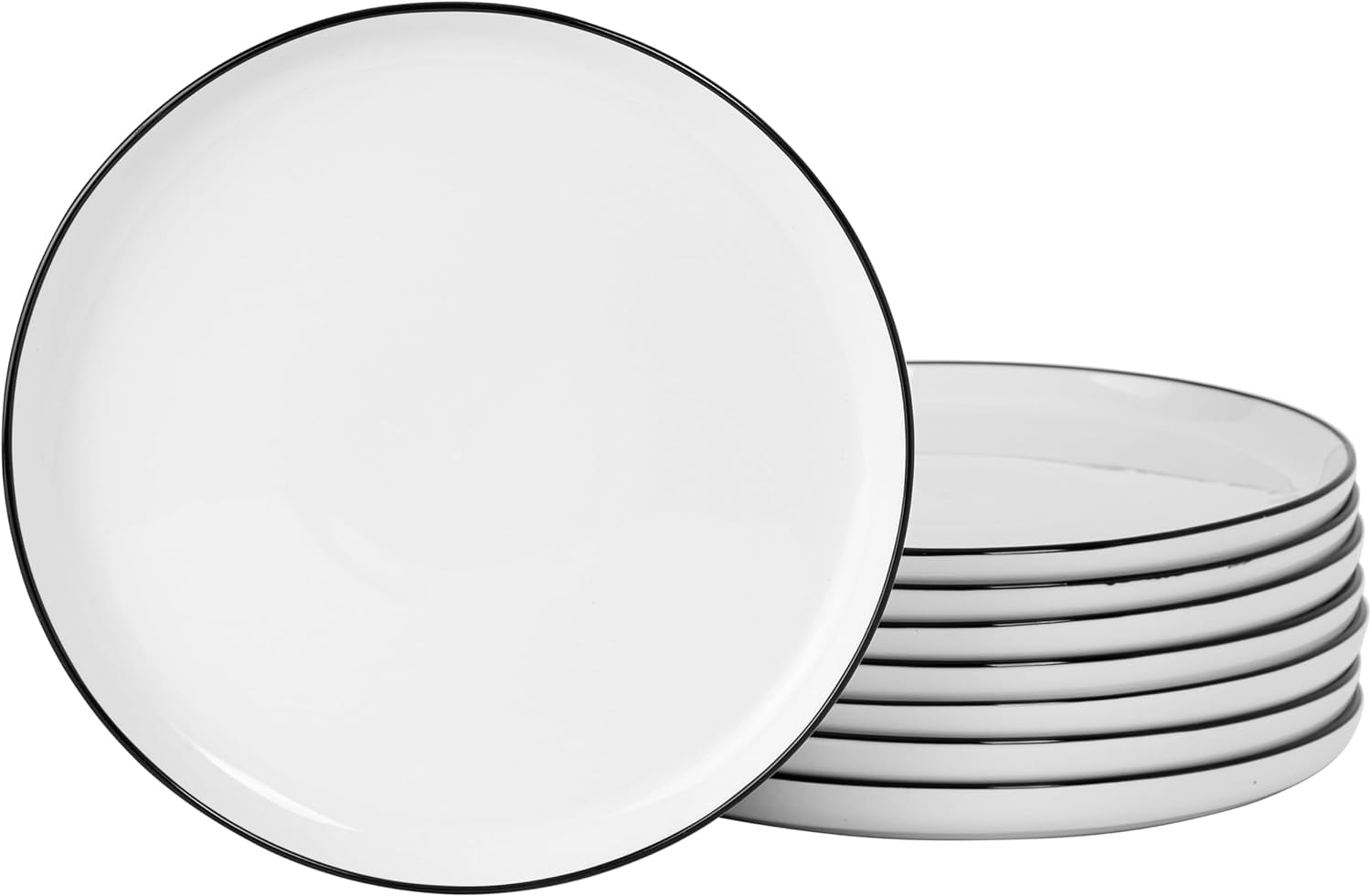 Gibson Home Oslo 8 Piece Porcelain Dinner Plate Set - Black Rim ...