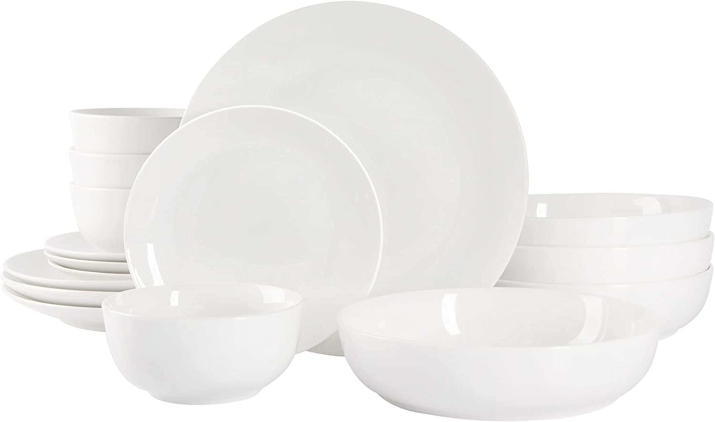 Gibson Home Oslo Dinnerware Set for 4, 16-Piece White Porcelain Plates ...