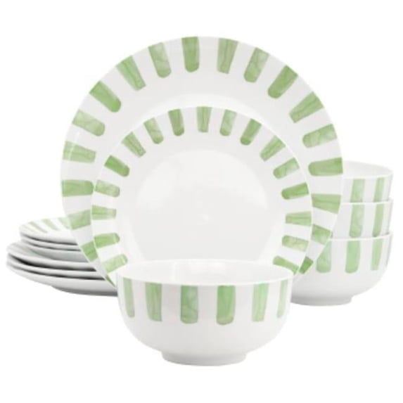 Gibson Home 148475.12 Pacific Waves Round Ceramic Dinnerware Set in ...
