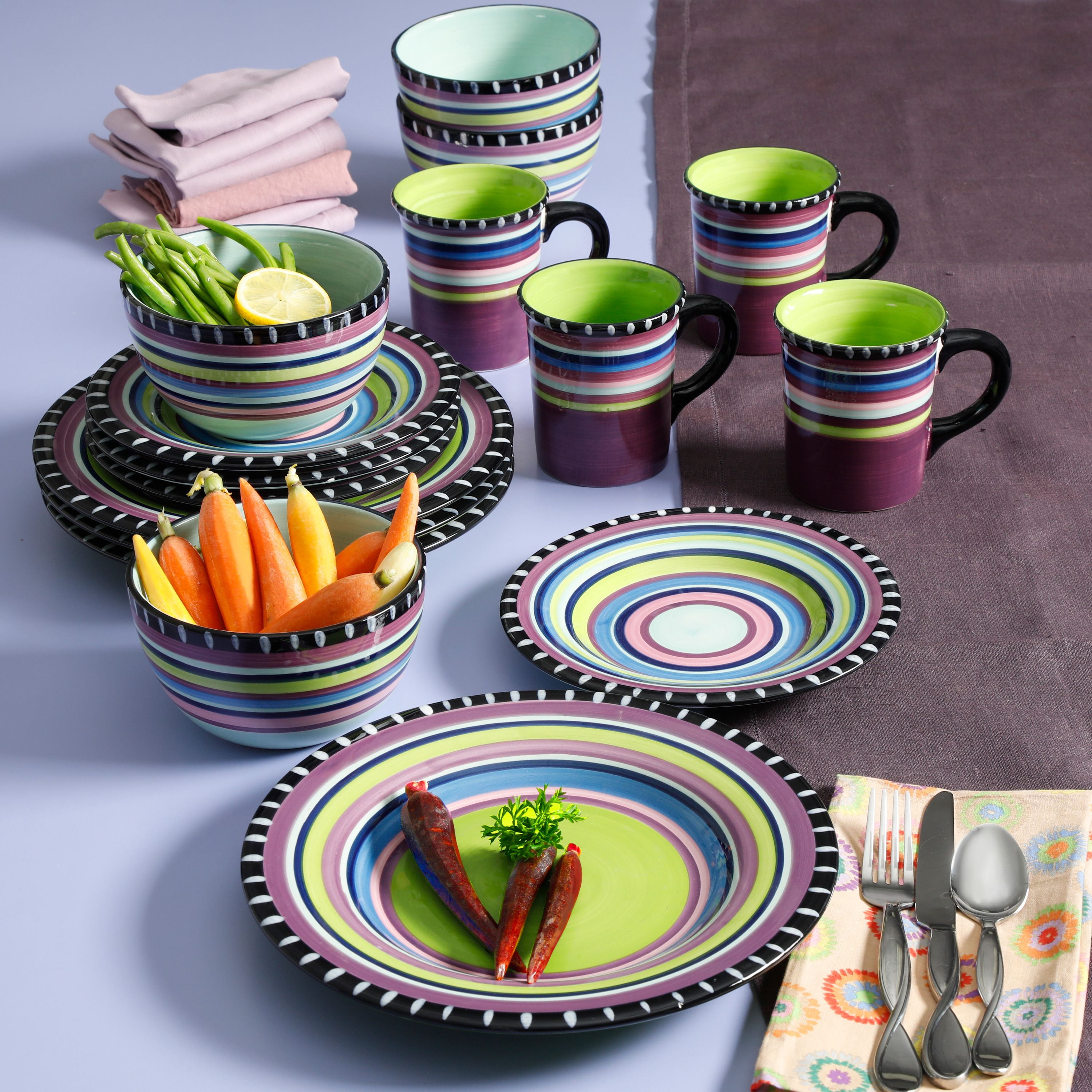 Gibson Home Pueblo Springs Handpainted 16-Piece Dinnerware Set, Multi ...