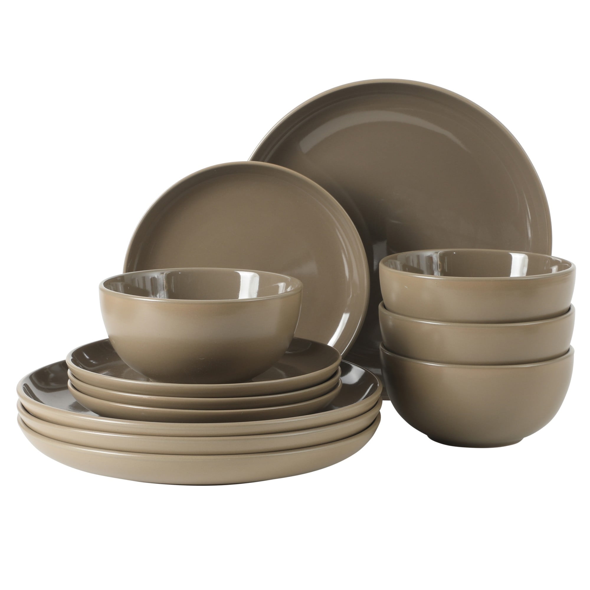 Gibson Home Rockaway 12 Piece Plates and Bowls Matte Outside/Shiny ...