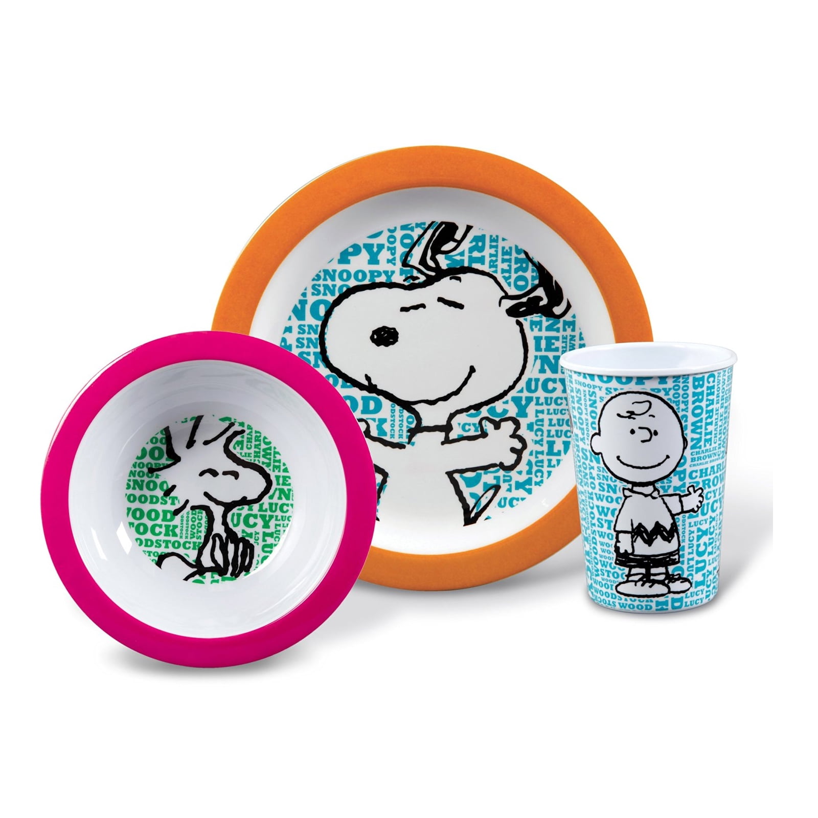 Gibson Home Snoopy Words Multicolored 3 pc Kids Plate Set - Walmart.com