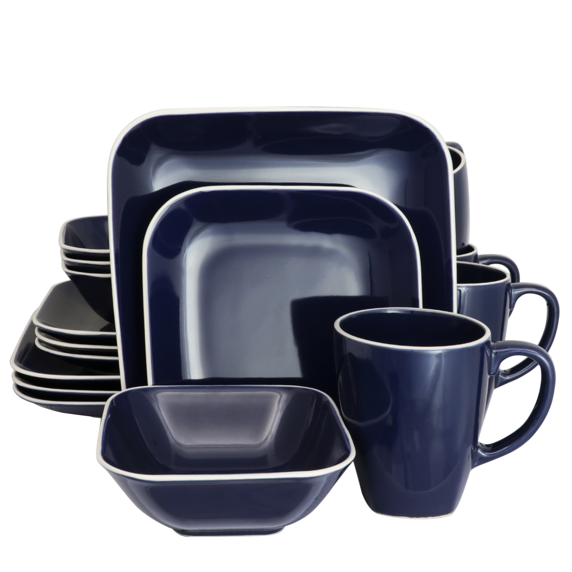 Gibson Home Square Dance 16-Piece Dinnerware Set, Cobalt - Walmart.com