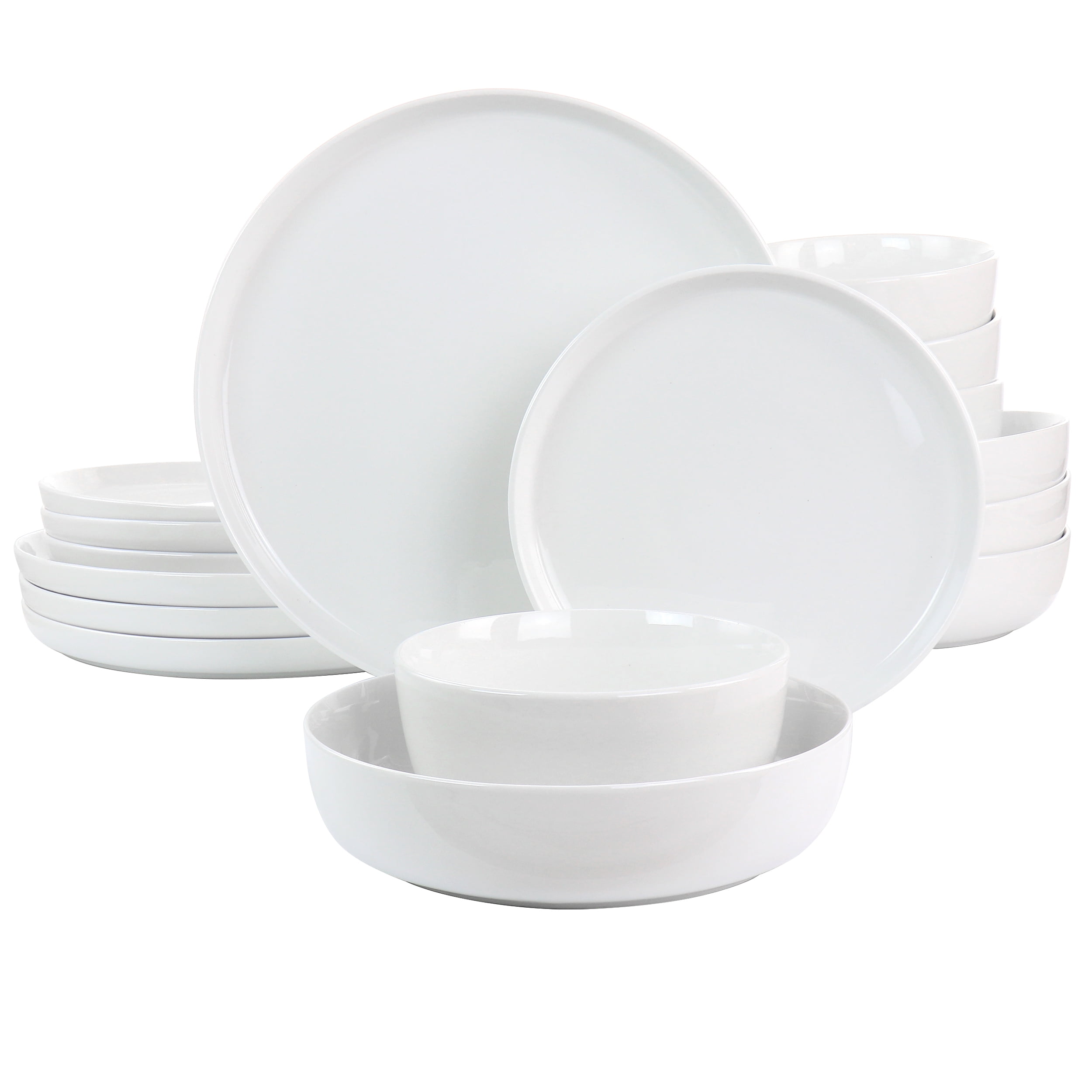 Gibson Home White Deco 16 Piece Fine Ceramic Dinnerware Set in White ...
