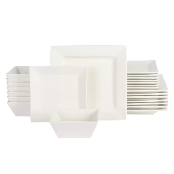 Gibson Home Zen Buffet Hard Square 24-Piece Porcelain Dinnerware Set ...