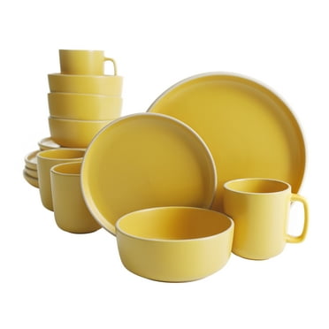 Woven Paths Farmhouse 16-Piece Dinnerware Set, Yellow - Walmart.com