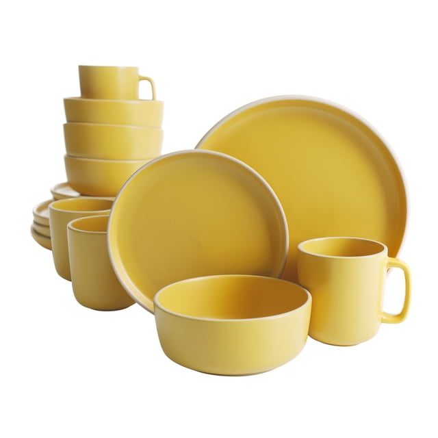 Gibson Home Zuma 16-Piece Dinnerware Set for Four, Modern Style Matte ...