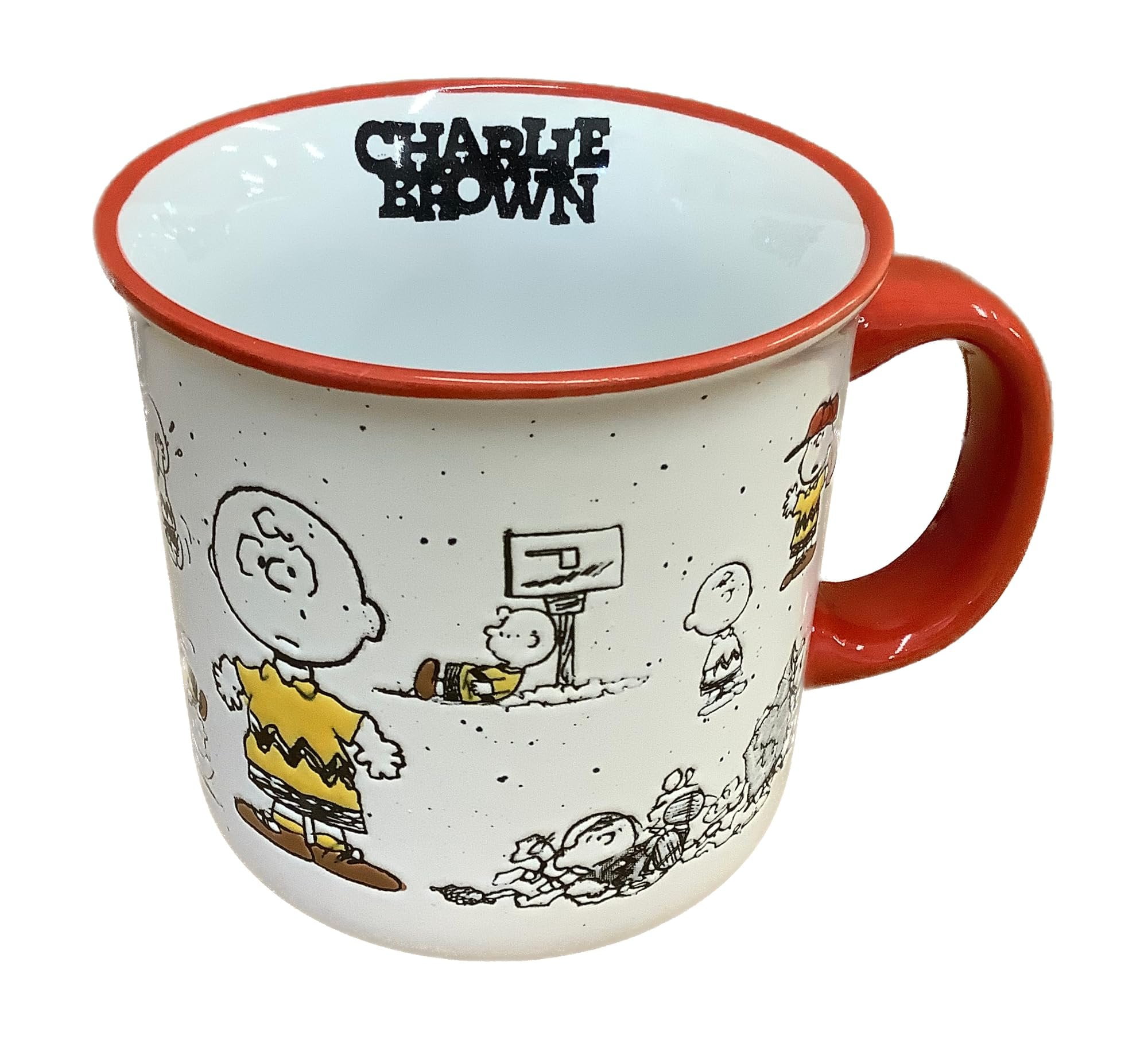 Gibson Homewares Peanuts Charlie Coffee Mug, White with Red Handle ...