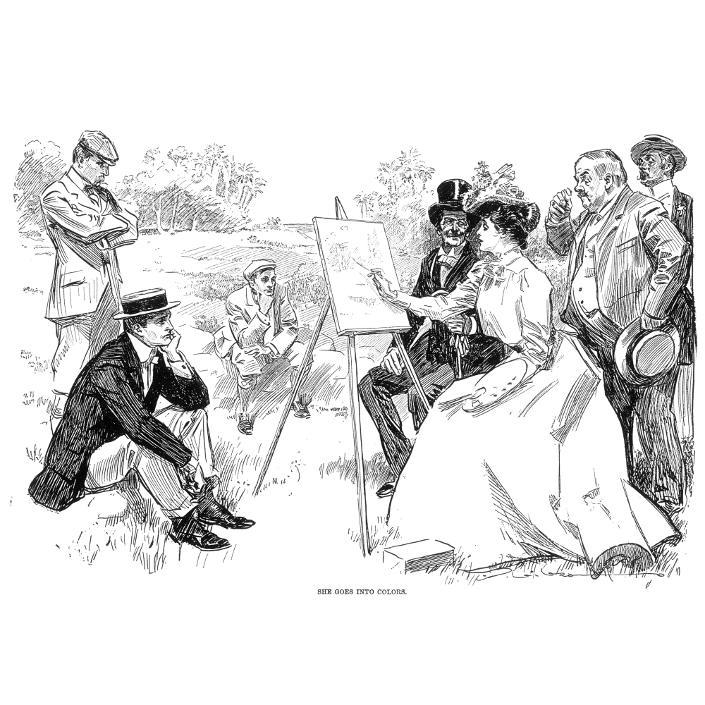 Gibson Painting 1901. N'She Goes Into Colors.' Pen And Ink Drawing By ...