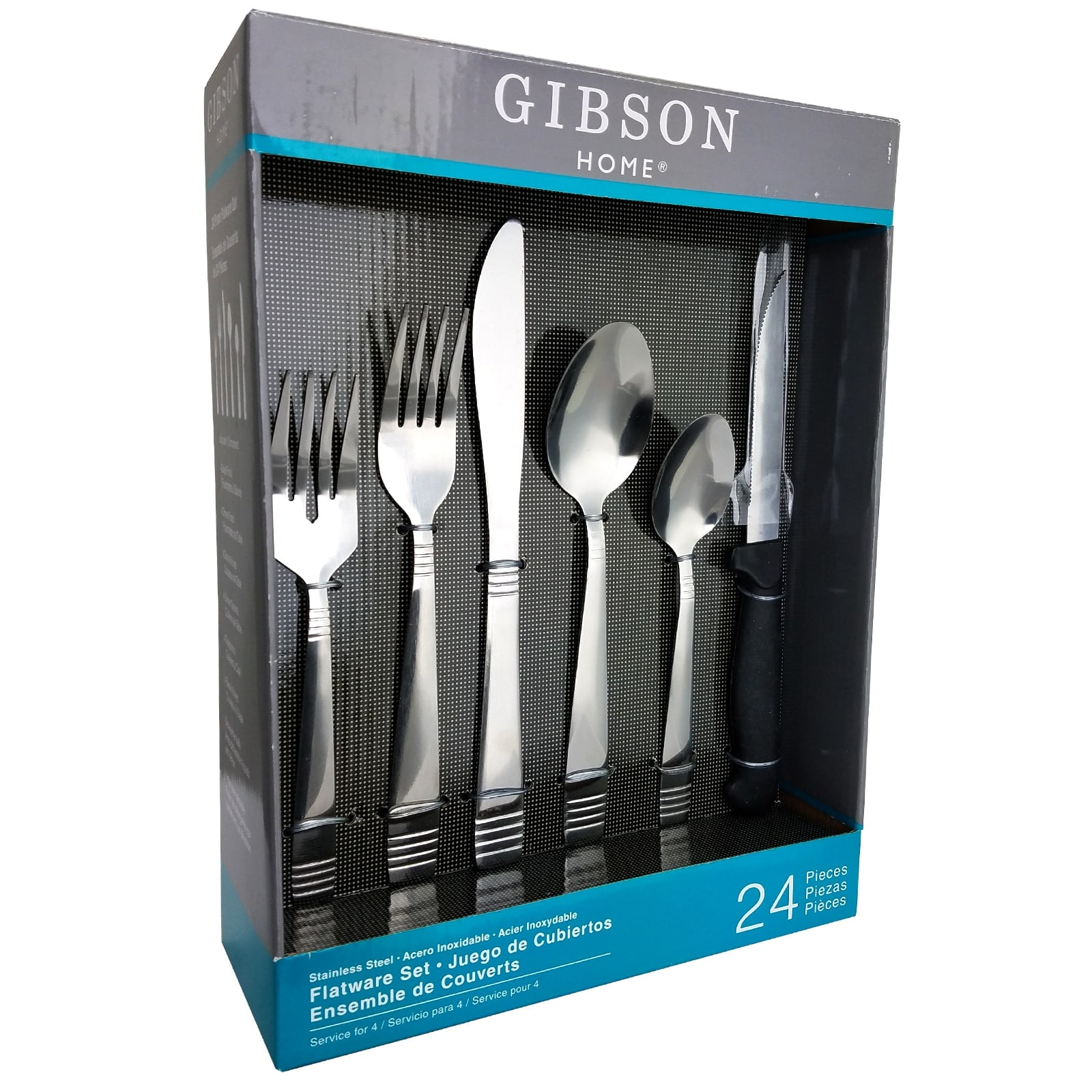 Gibson Palmore Plus 24 Piece Flatware Set with 4 Steak Knives - Walmart.com