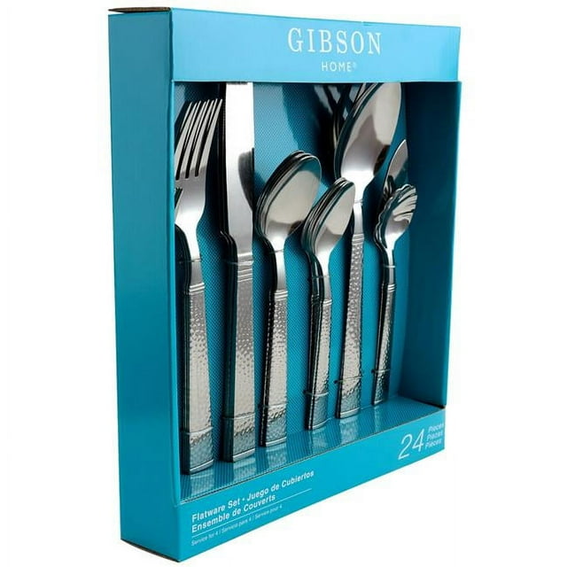Gibson Prato Modern 24 Piece Stainless Steel Silverware Flatware Set ...