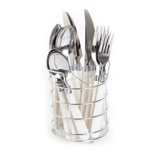 Gibson Home, Flatware Set, 16-Piece with Wire Caddy, Stainless Steel ...