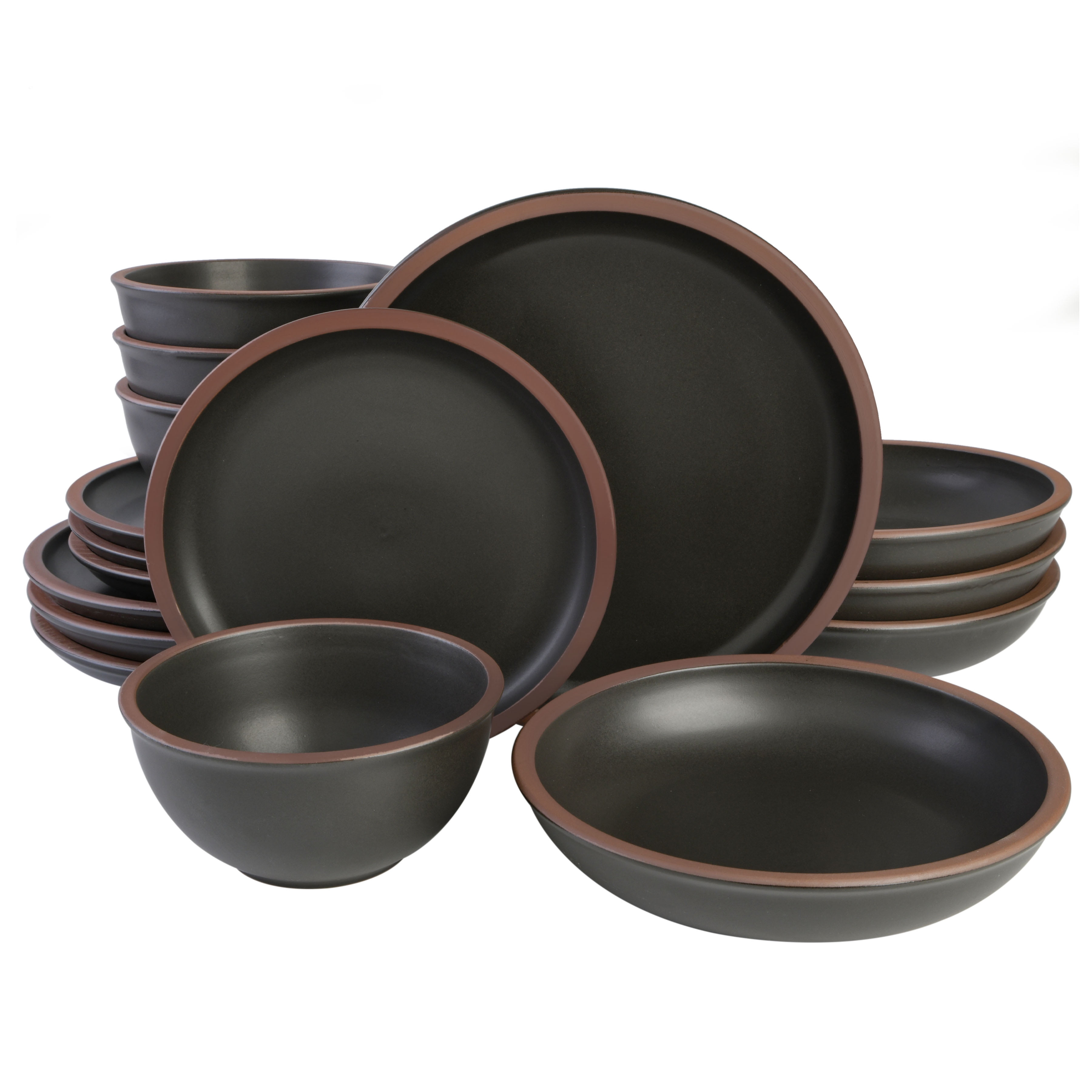 Gibson Soho Lounge Lagos 16 Piece Elegant Dinner Dishware Set, Black ...