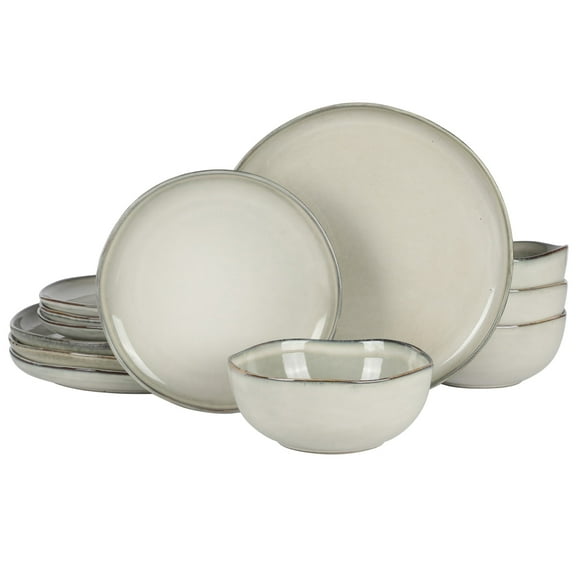 Soho Lounge Square 16-Piece Dinnerware Set Service for 4 Reactive Glaze ...