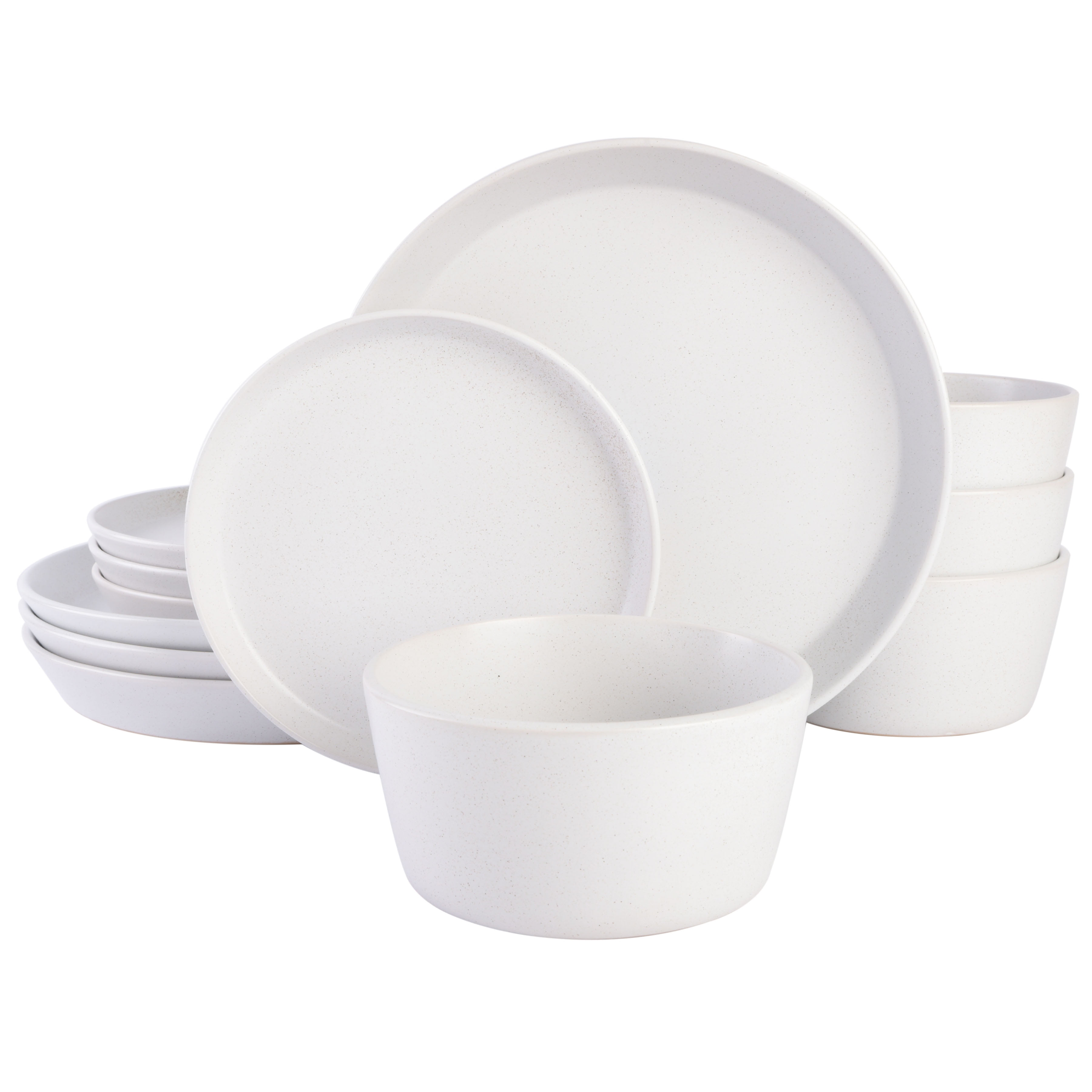 Gibson Soho Lounge Rachel 12 Piece Coupe Dinnerware Set, Matte White W ...